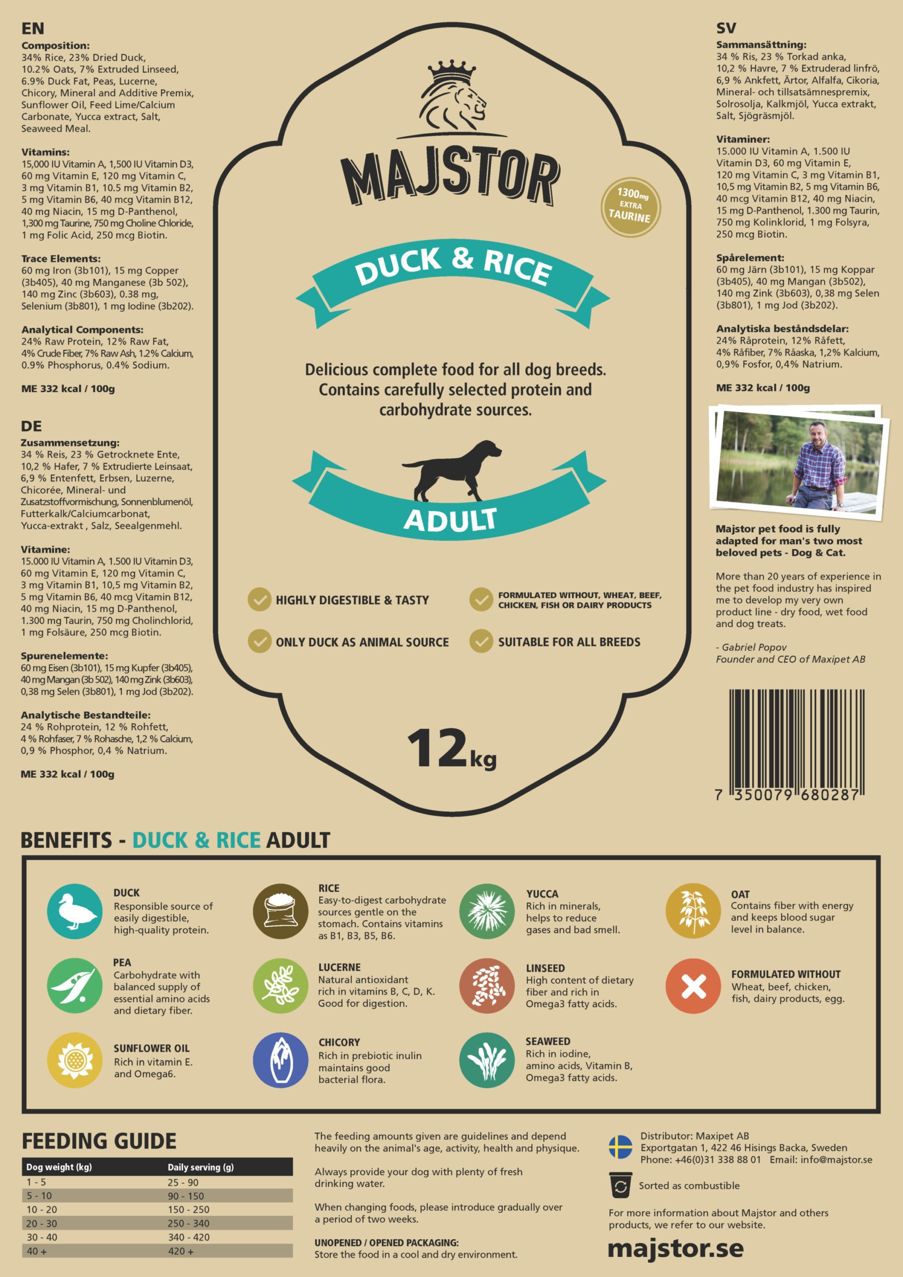 Majstor Duck & Rice Original - Dog food for all dogs and breeds%